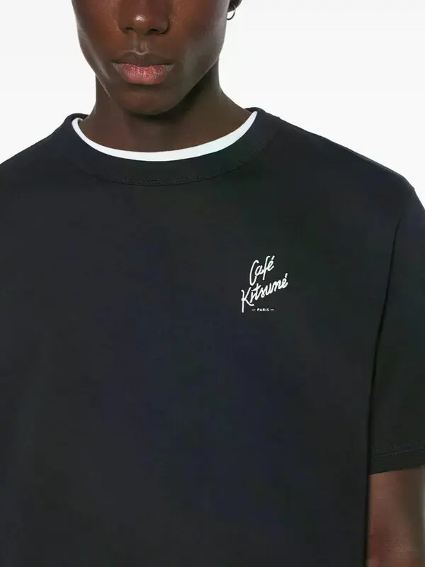 CAFÉ KITSUNÉ Logo-embroidered Cotton T-shirt