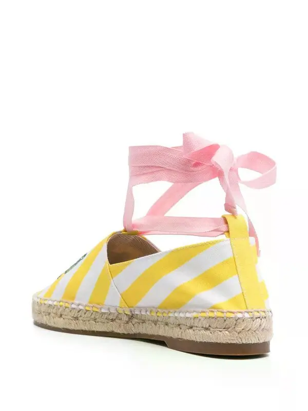 Maison Kitsuné Striped Lace-up Espadrilles