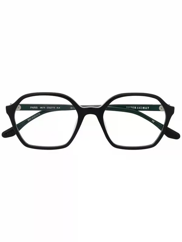 PETER AND MAY Oversized Octagon Frame Glasses - Black