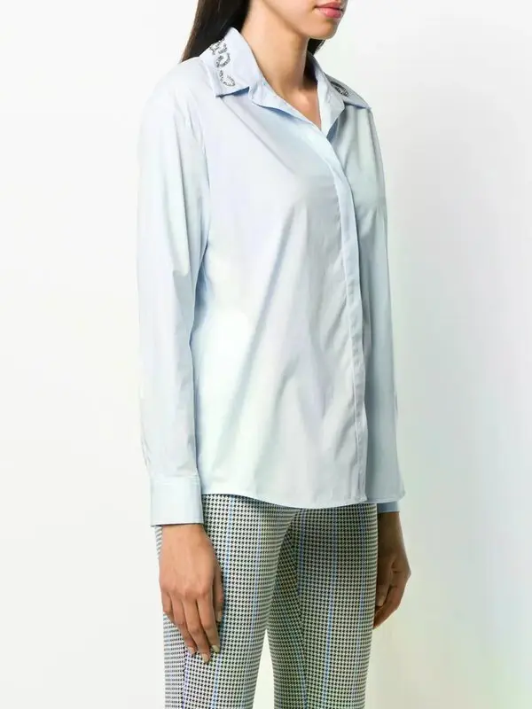 Pinko Embellished Collar Cotton Blend Shirt