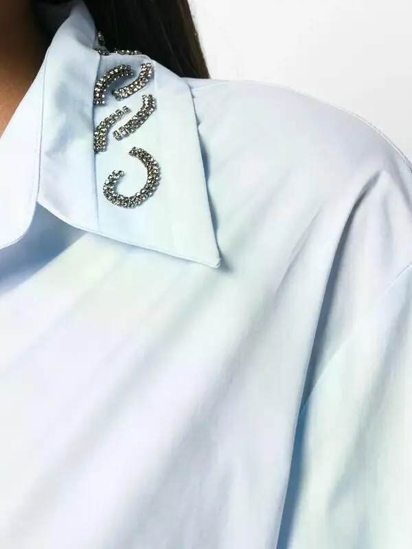 Pinko Embellished Collar Cotton Blend Shirt