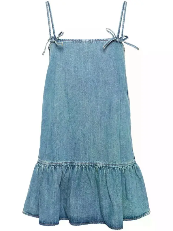 GANNI Tint Bow-detail Denim Minidress - Blue