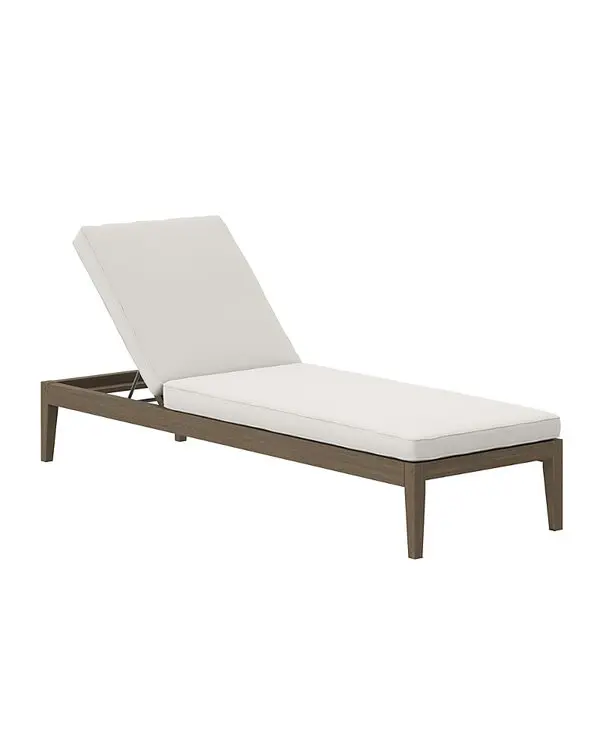MODWAY Northlake Outdoor Patio Teak Chaise Lounge - Weathered Gray White