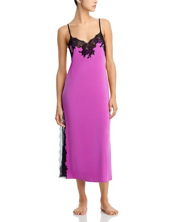 Natori Enchant Nightgown - Floret Purple W/ Black Lace