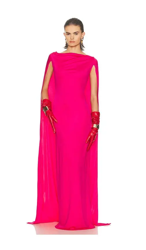 Helsa The Alva Caped Jersey Dress - Shocking Pink