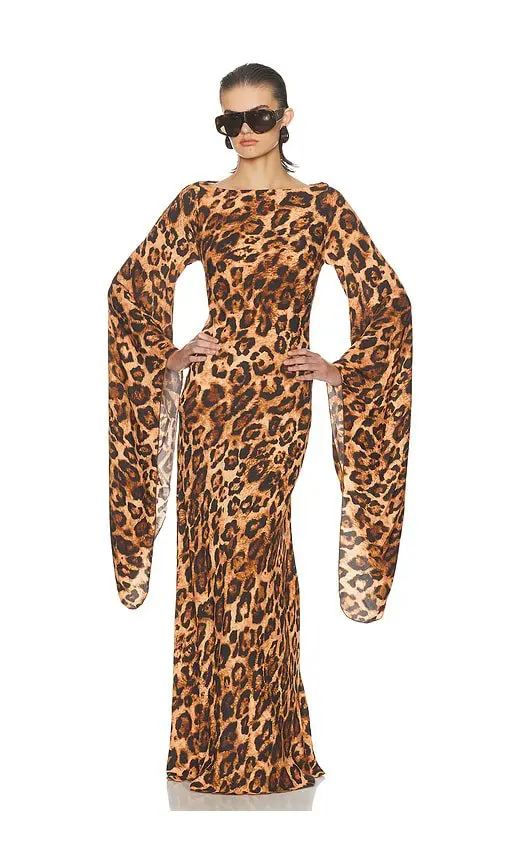 helsa long sleeve dress Helsa The Rosalind Dress in Brown