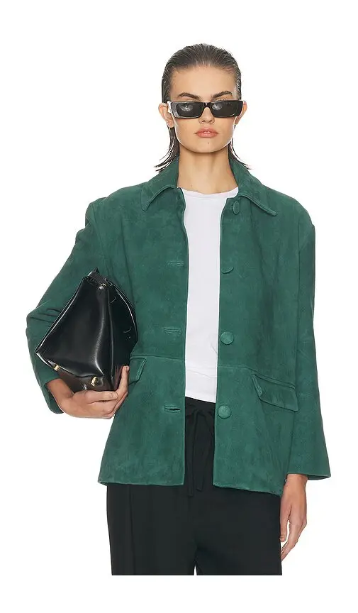 HELSA The Schoolhouse Jacket In Suede - Spruce