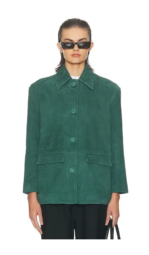 HELSA The Schoolhouse Jacket In Suede - Spruce