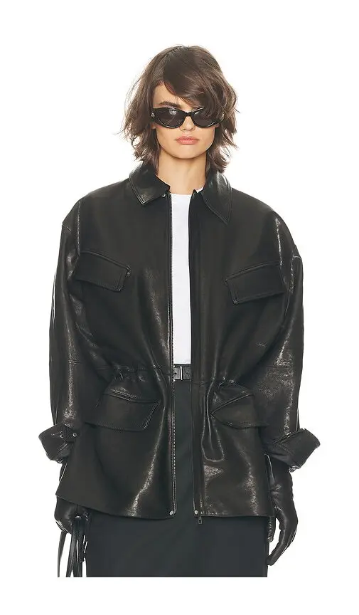 HELSA Leather Peplum Moto Jacket