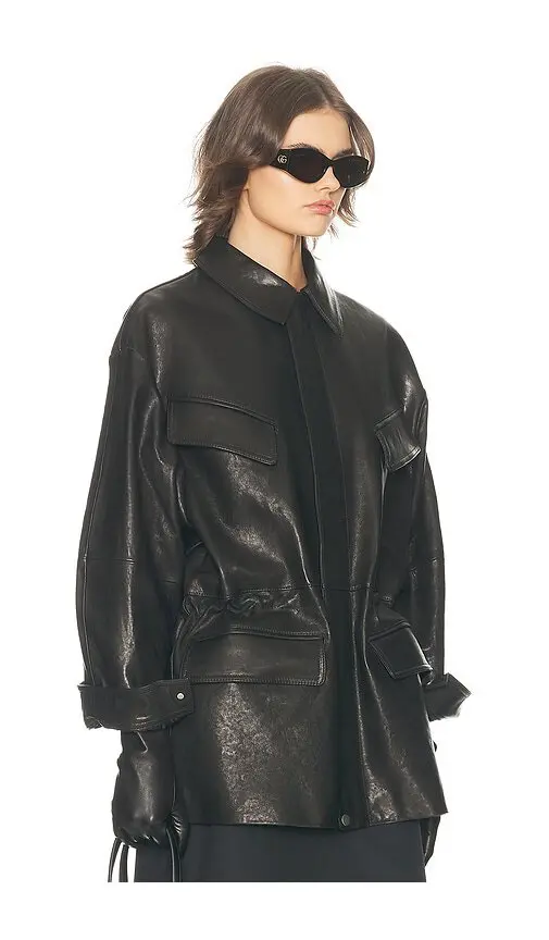 HELSA Leather Peplum Moto Jacket