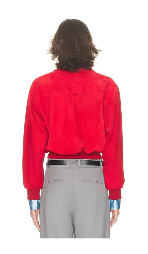 HELSA Suede Zip Bomber Jacket - Rouge