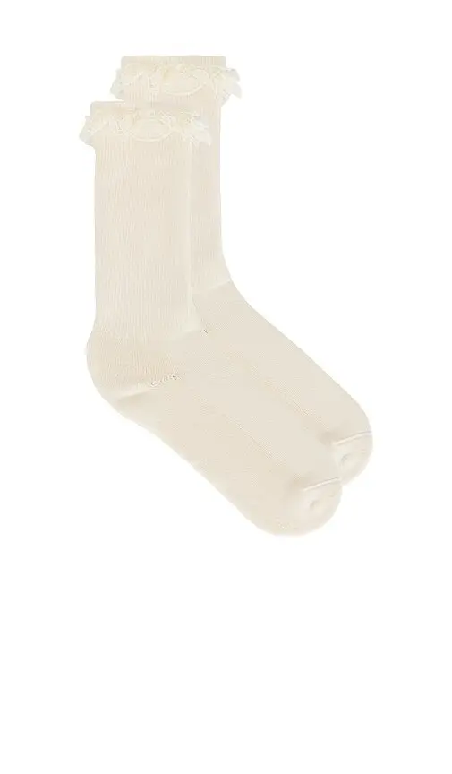 TANNER FLETCHER Lace Trim House Socks - Ivory