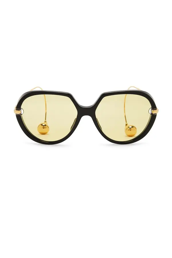 Bottega Veneta Drop Sunglasses - Black, Gold & Yellow