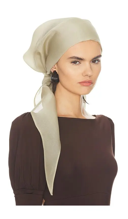 HELSA Silk Gazar Head Scarf In Taupe - Stone