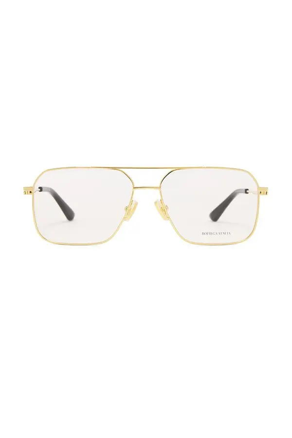 Bottega Veneta Square Eyeglasses - Gold & Transparent