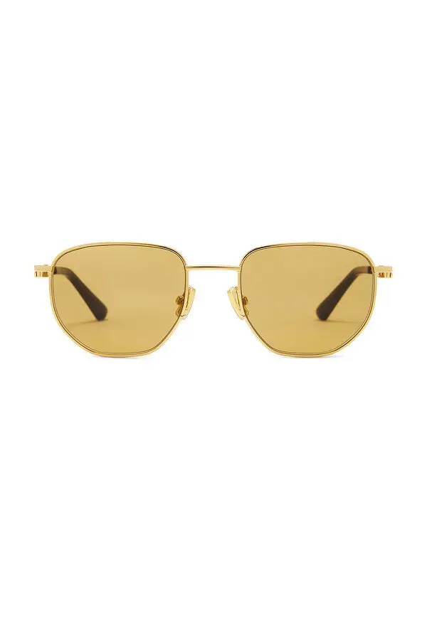 Bottega Veneta Round Frame Sunglasses - Gold & Brown
