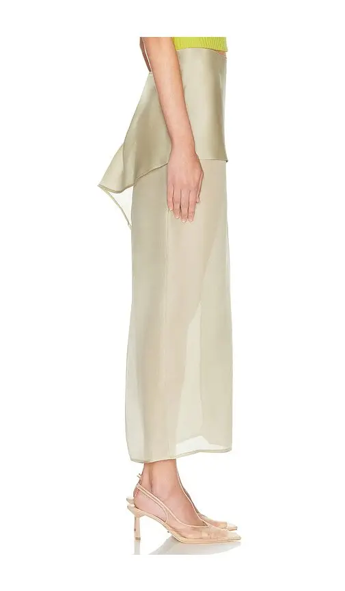 HELSA Silk Gazar Draped Skirt - Stone