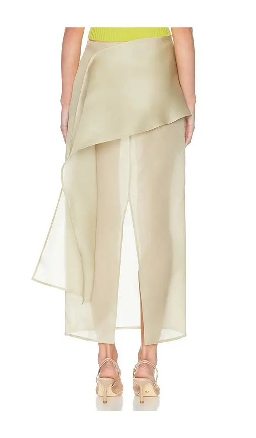 HELSA Silk Gazar Draped Skirt - Stone