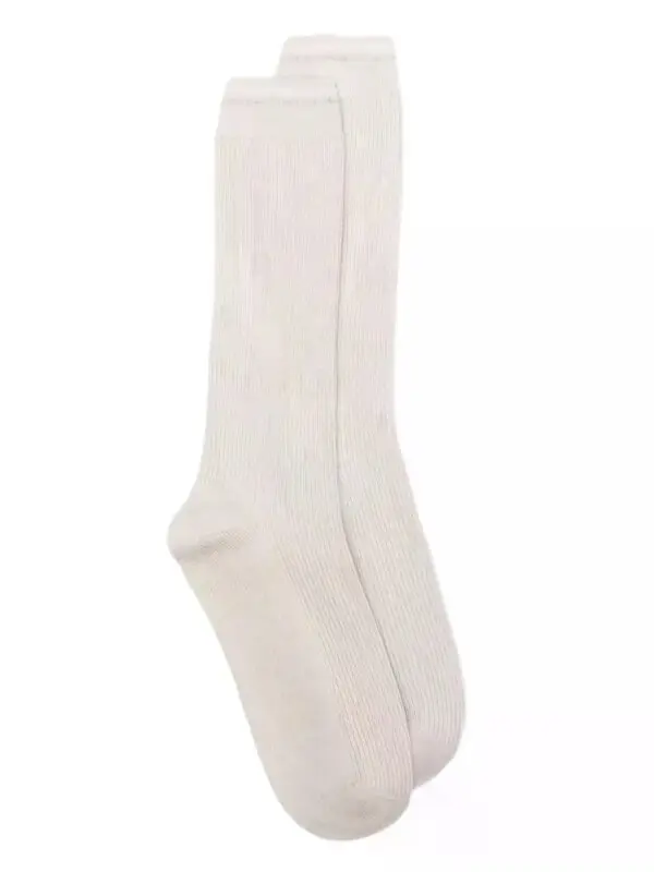 Eleventy Ribbed Cashmere Socks - Neutrals