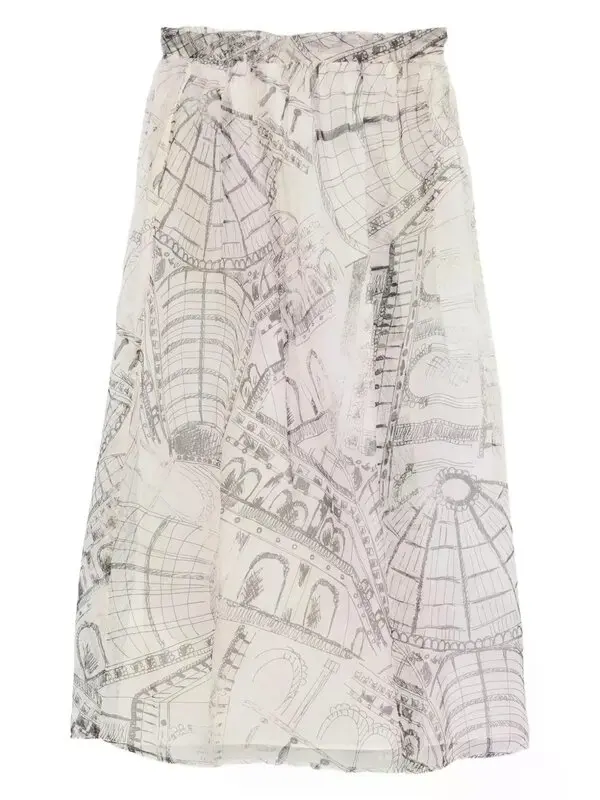 Paul & Joe Graphic-print Silk Skirt