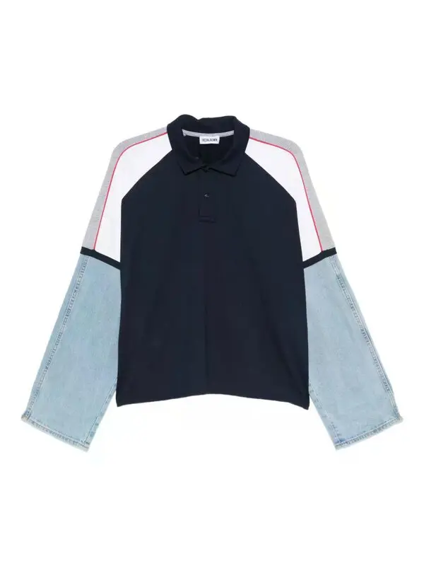 FAÇON JACMIN Denim-paneled Polo Shirt