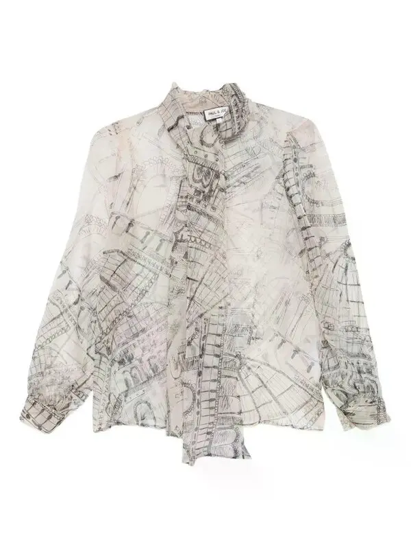 Paul & Joe Printed Tie-neck Blouse