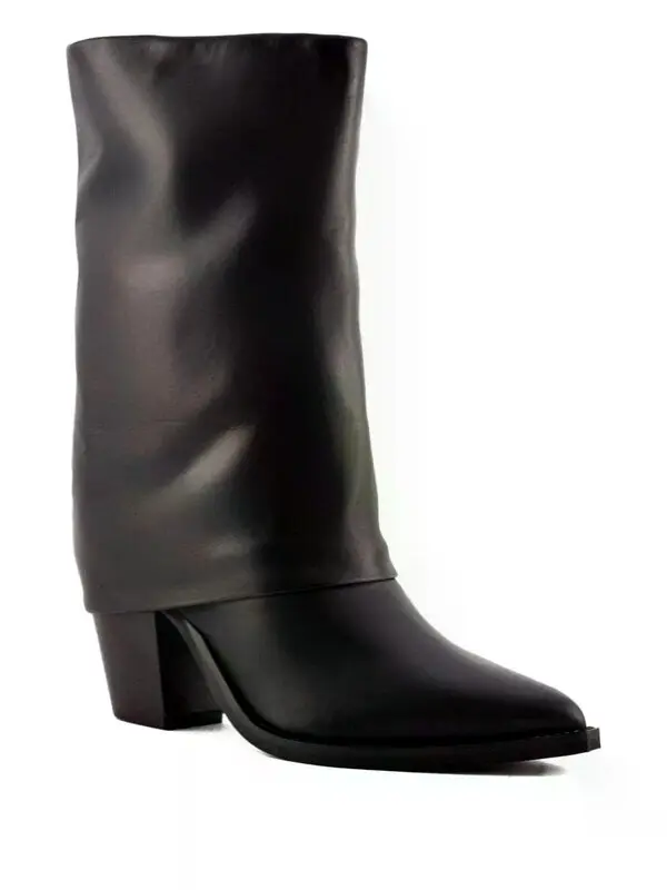 JULIE DEE 80mm Folded-cuff Pointed-toe Boots