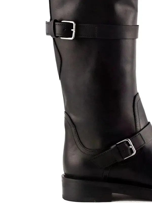 JULIE DEE Buckle-strap Leather Boots