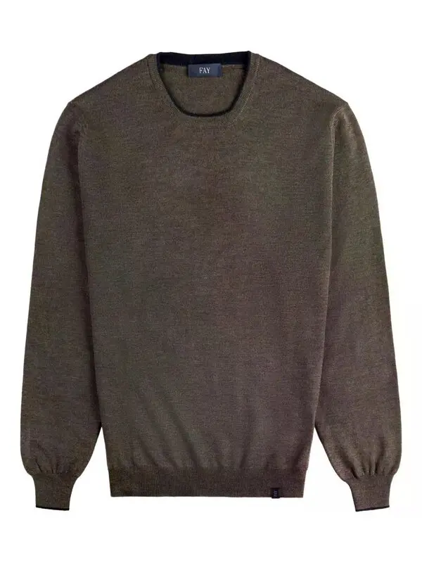 FAY Crew-neck Sweater With Elbow Patches