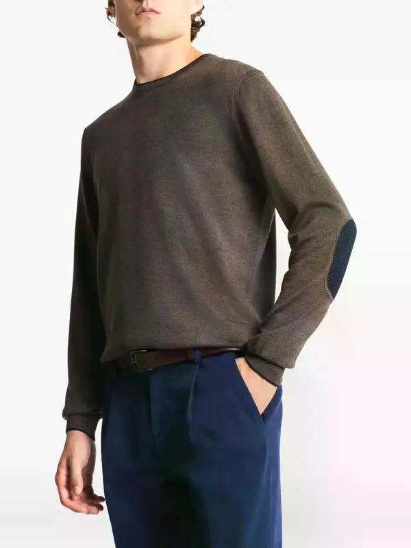 FAY Crew-neck Sweater With Elbow Patches