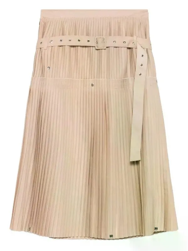 Rokh Pleated Belted Midi Skirt
