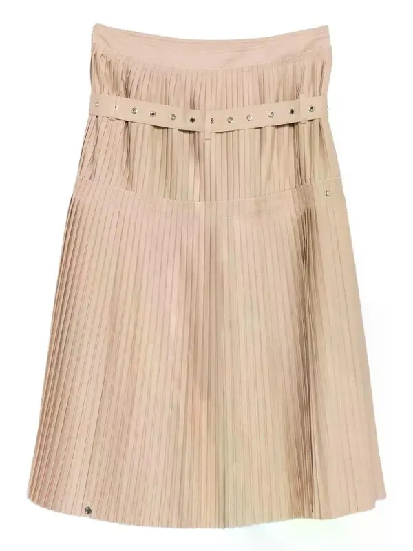 Rokh Pleated Belted Midi Skirt