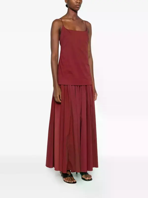 Staud Pleated Spaghetti-strap Maxi Dress