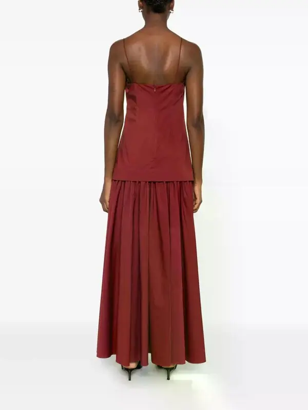 Staud Pleated Spaghetti-strap Maxi Dress