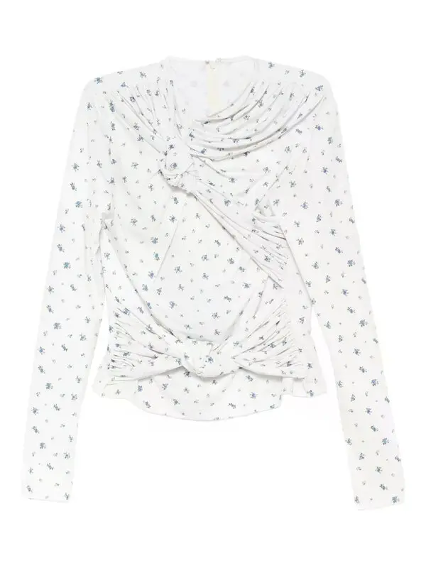 Rokh Floral-print Knot-detail Blouse