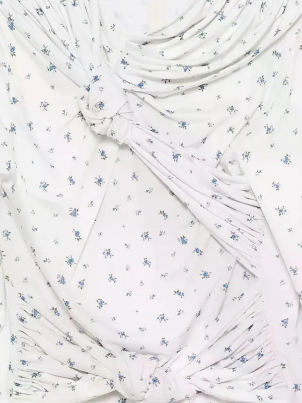 Rokh Floral-print Knot-detail Blouse