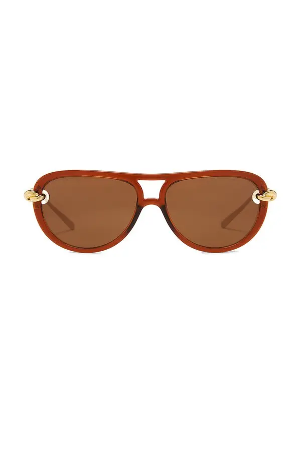 Bottega Veneta Knot Sunglasses - Brown & Gold