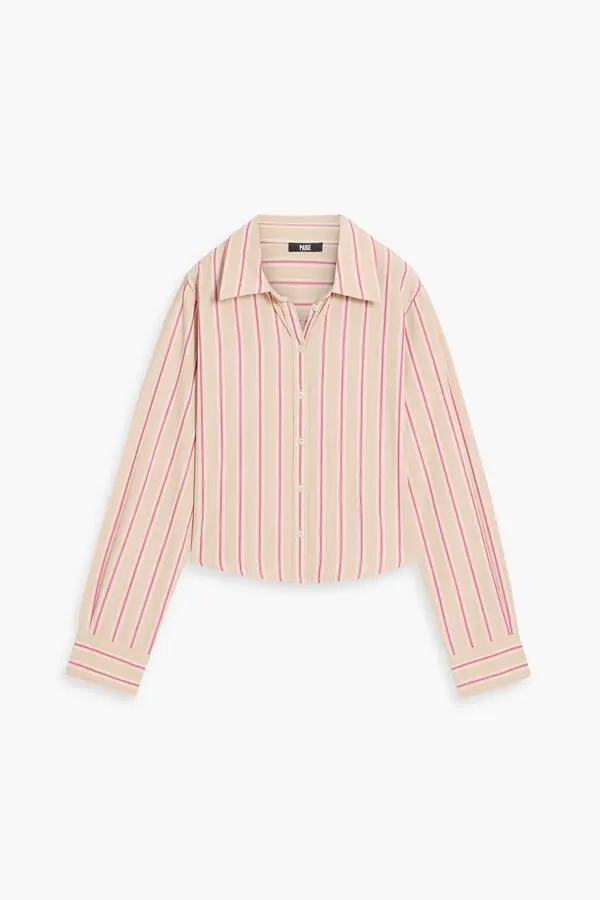 Paige Cropped Striped Cotton Shirt