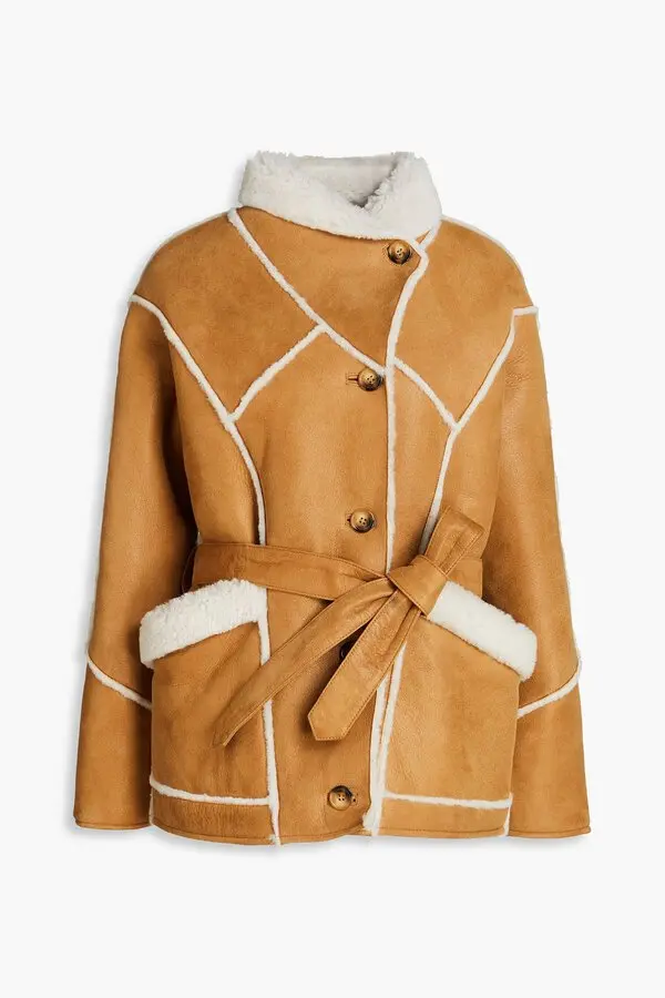 Maje Belted Shearling Coat
