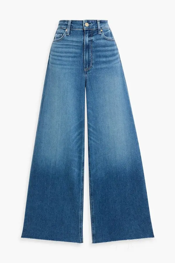 Paige Anessa Cropped Wide-leg Jeans - Mid Denim