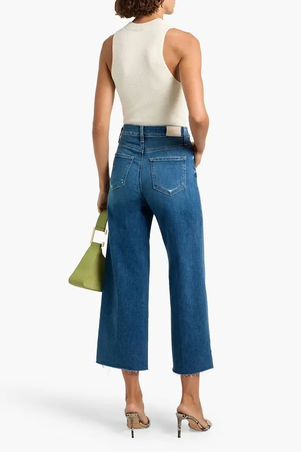Paige Anessa Cropped Wide-leg Jeans - Mid Denim