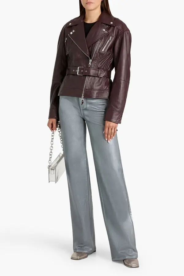 Paige Sasha Metallic Wide-leg Jeans - Silver