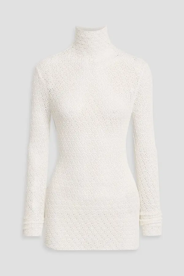 TOTEME Crochet-knit Turtleneck Top - Off-white