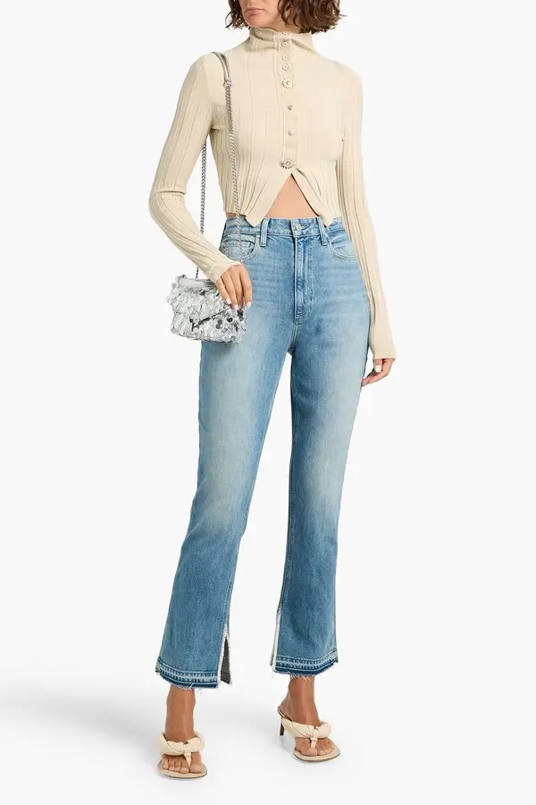 Paige Knockout Undone High-rise Flared Jeans