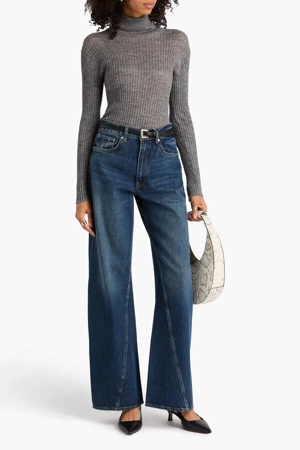 ANINE BING Kyle Ribbed Wool-blend Turtleneck Sweater
