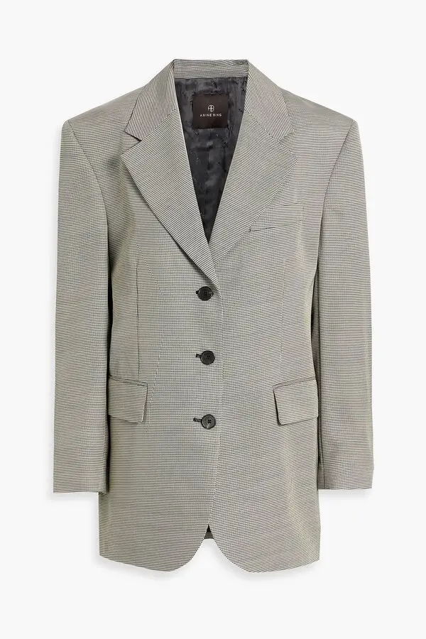 ANINE BING Houndstooth Wool-blend Blazer