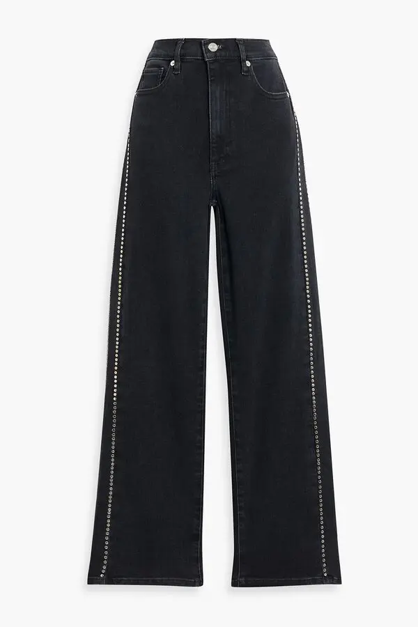 FRAME Le Sleek Straight Studded Jeans - Black
