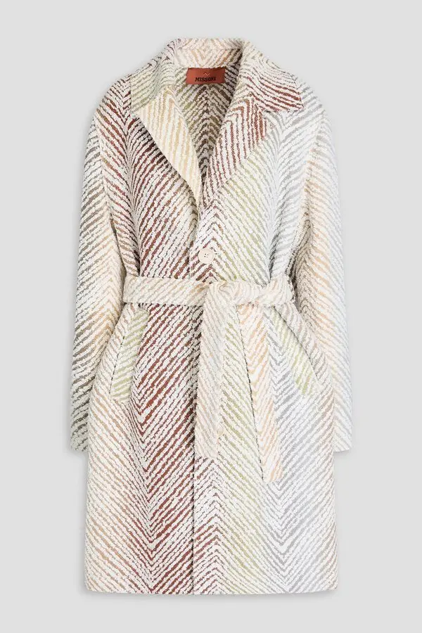 Missoni Belted Bouclé-tweed Coat - White