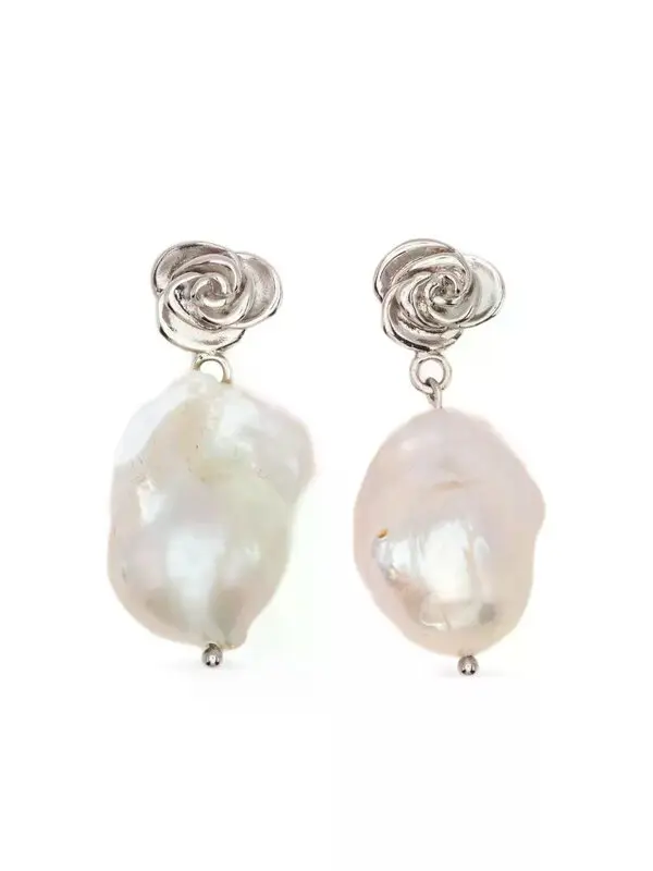 Magda Butrym Rose Pearl Drop Earrings - Silver