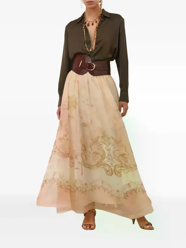 Zimmermann Organza Printed Maxi Skirt